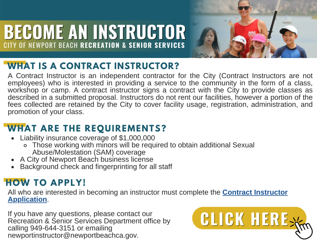 Contract Class Instructors | City of Newport Beach
